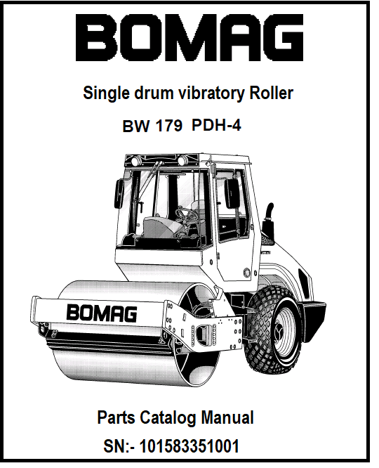 BOMAG BW 179 PDH-4 Single drum vibratory Roller PDF Parts Catalog Manu – Xperts Manual