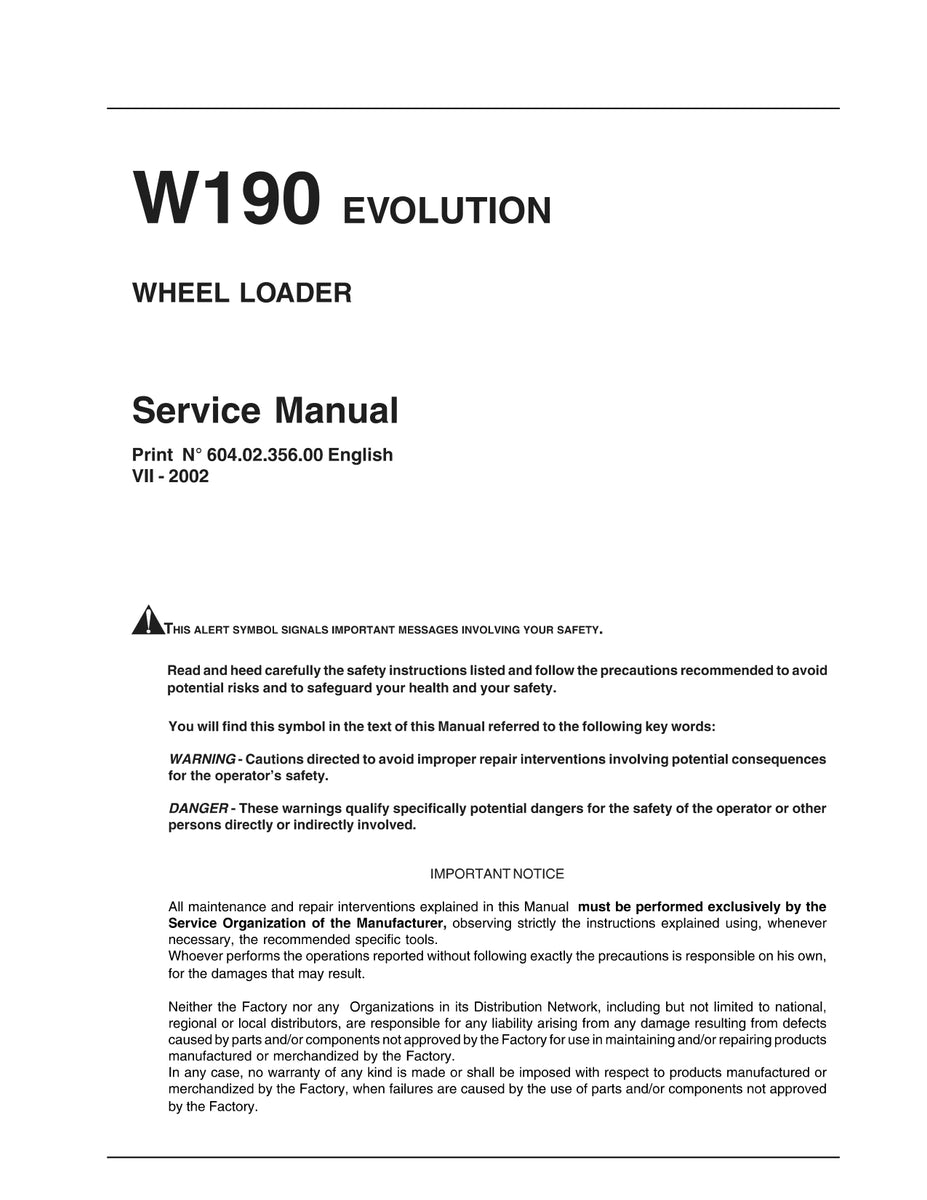 FIAT KOBELCO W190 EVOLUTION WHEEL LOADER BEST PDF SERVICE REPAIR WORKS – Xperts Manual