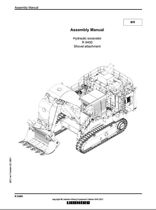 Liebherr Mining Crawler Excavator R9400 shovel Assembly Manual BEST PD ...